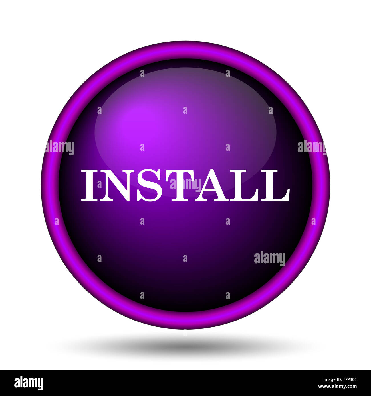Install icon. Internet button on white background Stock Photo - Alamy