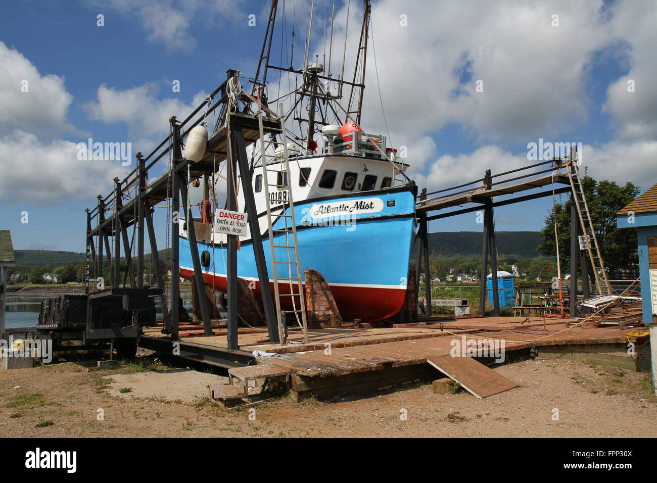 Fishing Boat on the Marine Railway at Annapolis Royal, NS Stock Photo ...