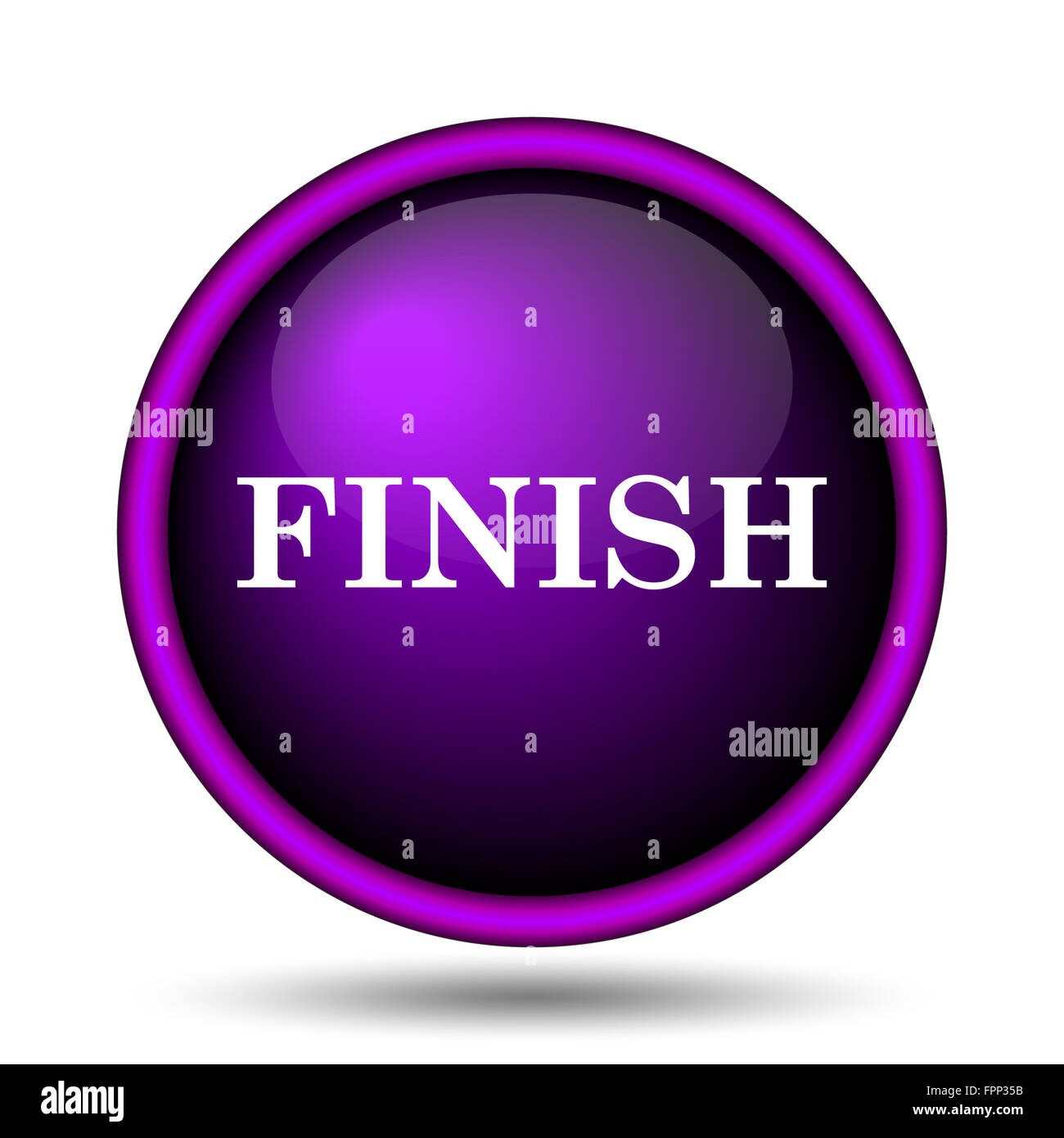 Finish icon. Internet button on white background Stock Photo - Alamy