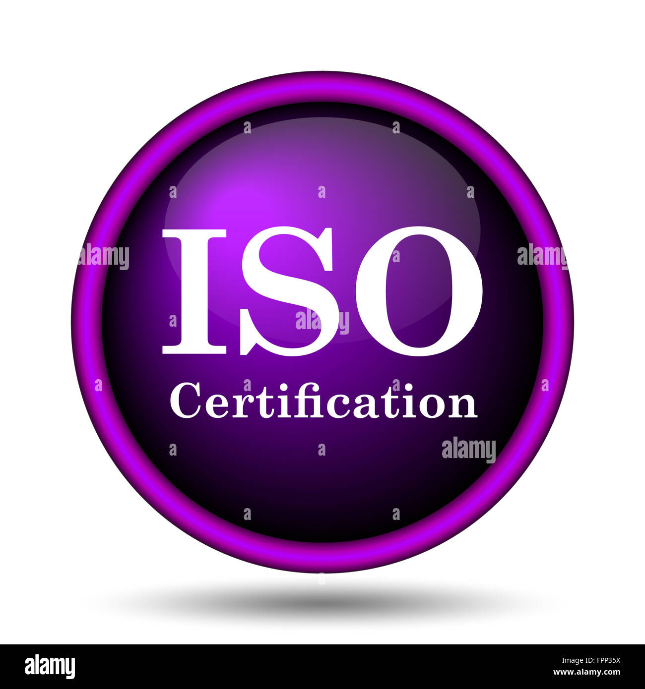 ISO certification icon. Internet button on white background Stock Photo ...