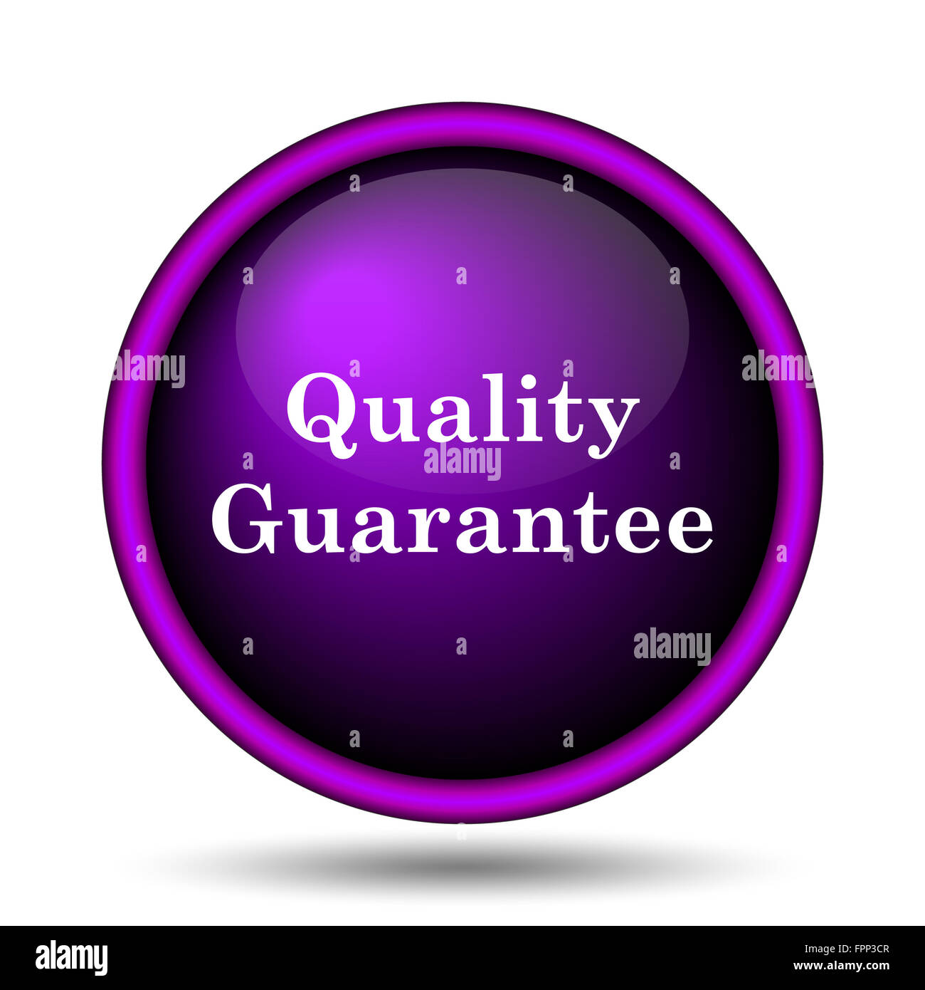 Quality guarantee icon. Internet button on white background Stock Photo ...