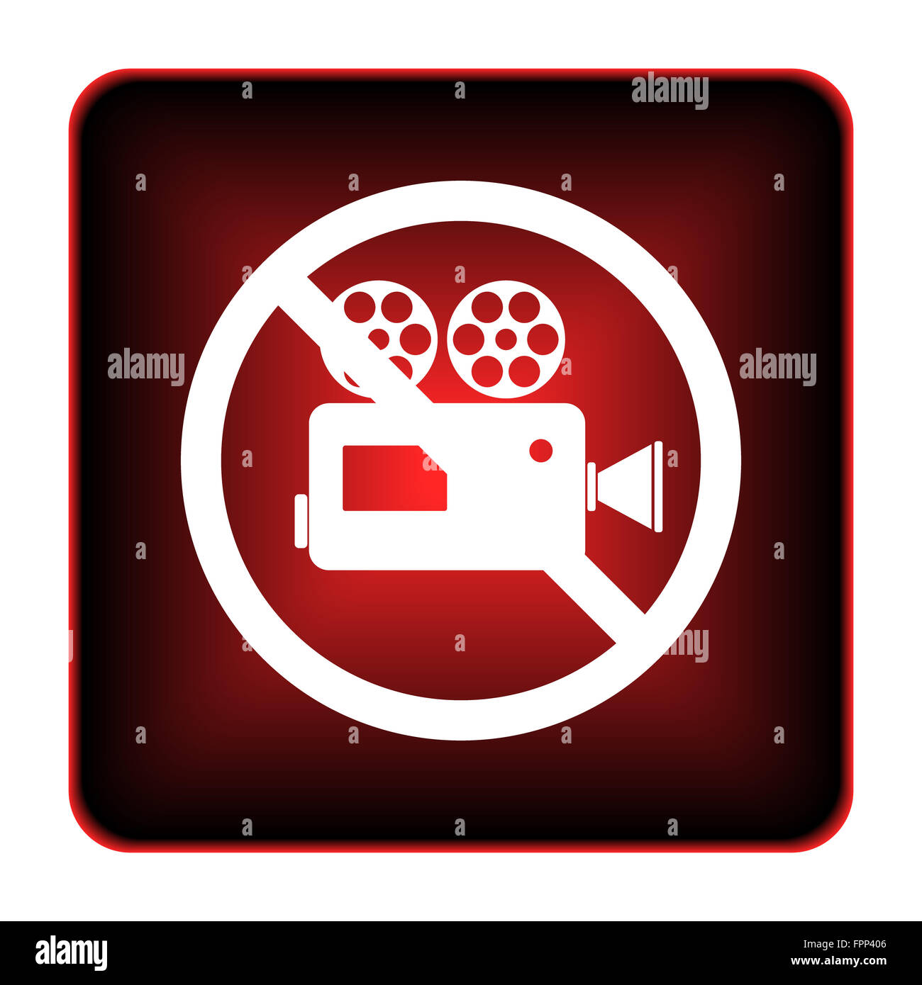 Forbidden video camera icon. Internet button on white background Stock ...