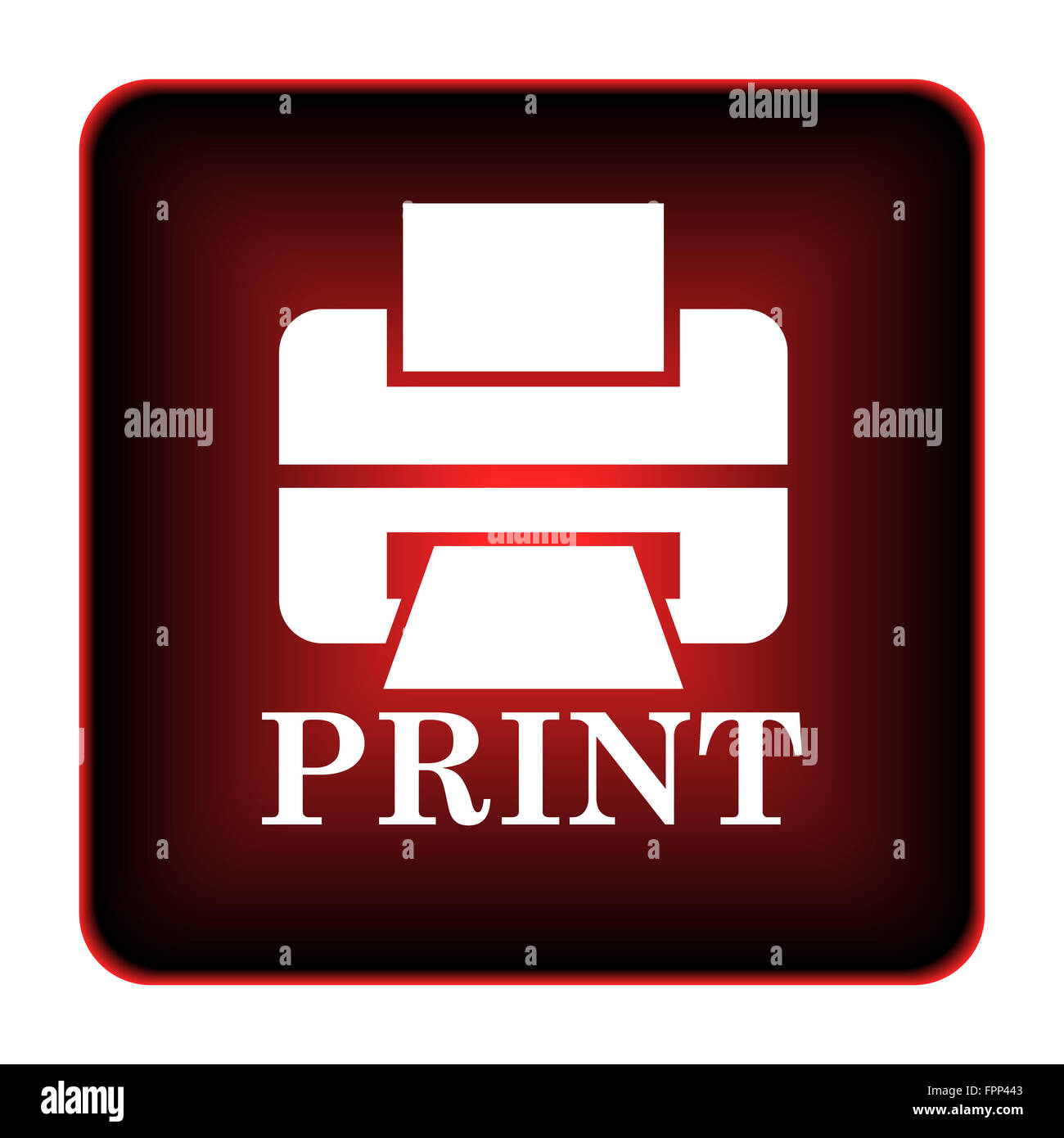 Printer with word PRINT icon. Internet button on white background Stock ...