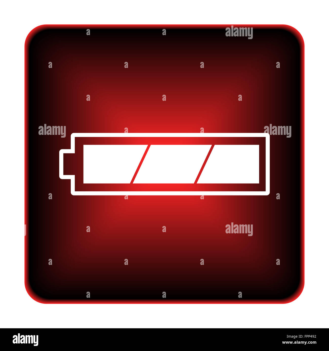 Fully charged battery icon. Internet button on white background Stock ...