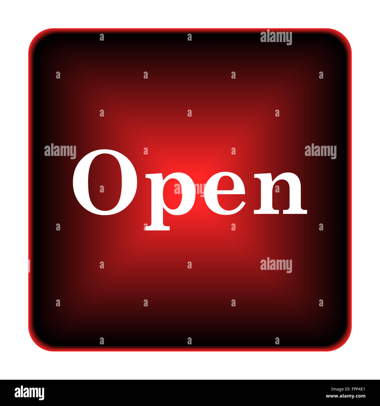 Open icon. Internet button on white background Stock Photo - Alamy