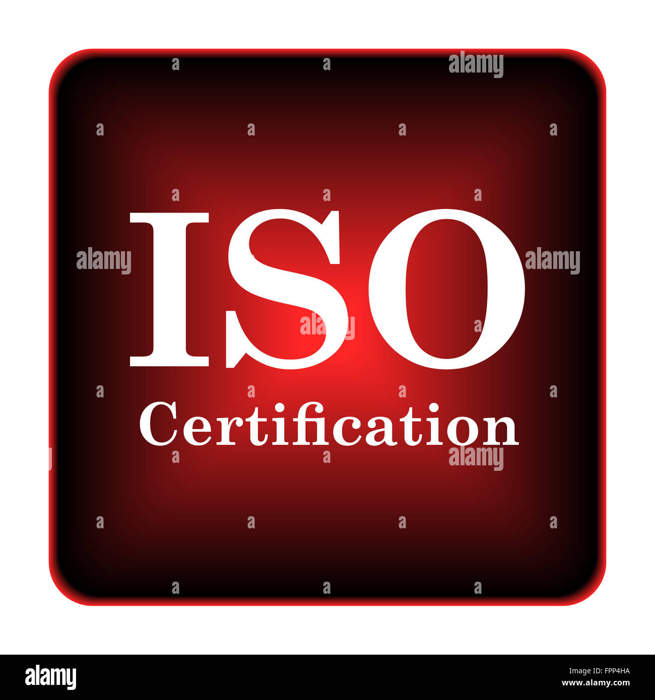 ISO certification icon. Internet button on white background Stock Photo ...