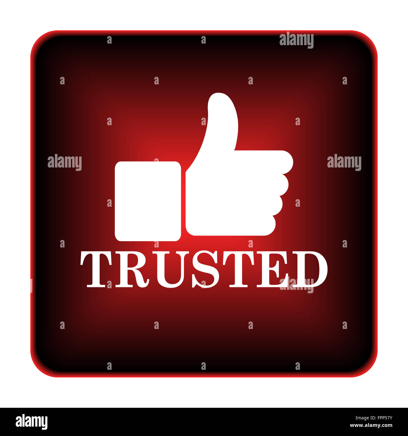 Trusted icon. Internet button on white background Stock Photo - Alamy