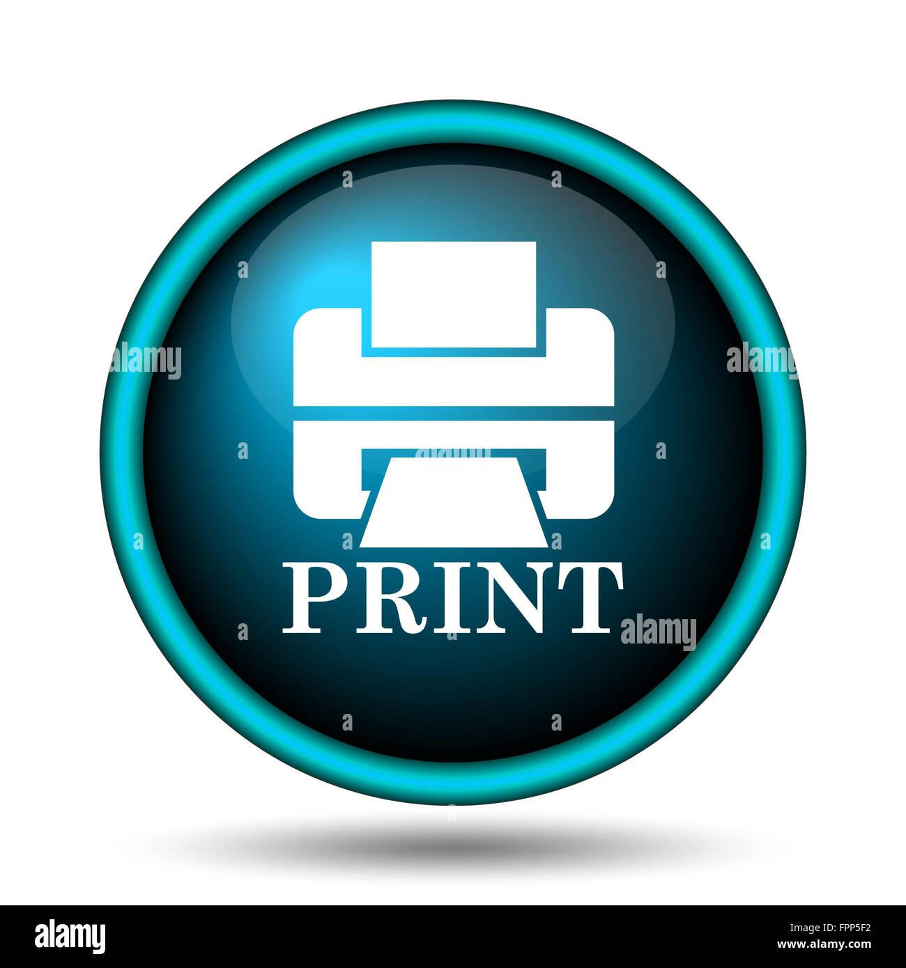 Printer with word PRINT icon. Internet button on white background Stock ...