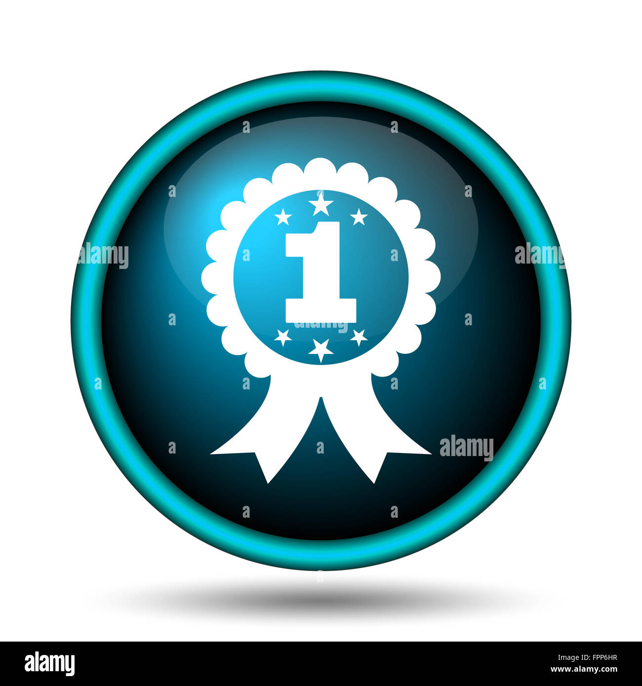 First prize ribbon icon. Internet button on white background Stock ...
