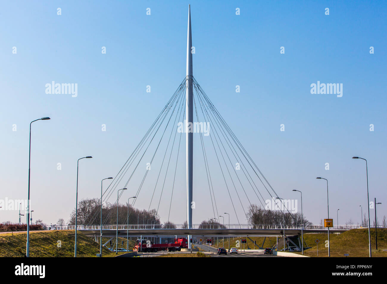 The Hovenring, a roundabout for cyclists and pedestrians, hanging over ...