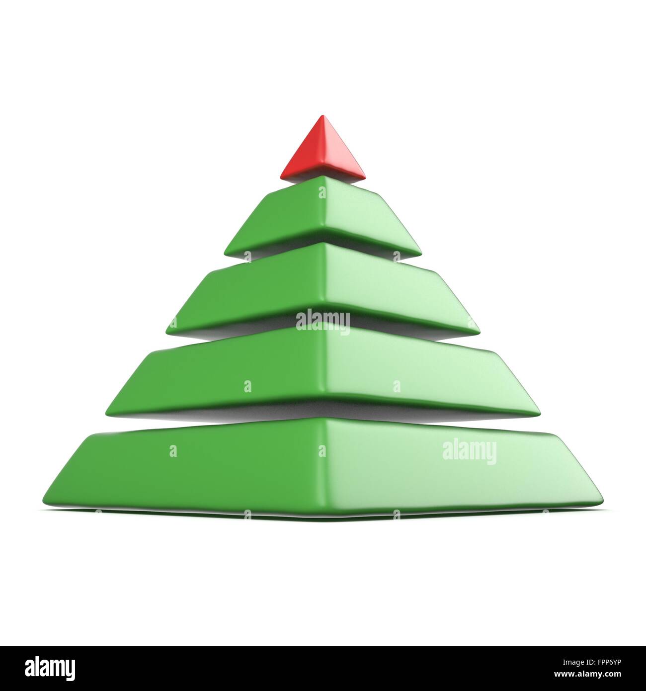 Pyramid with five levels.Top red pyramid. 3D render illustration ...