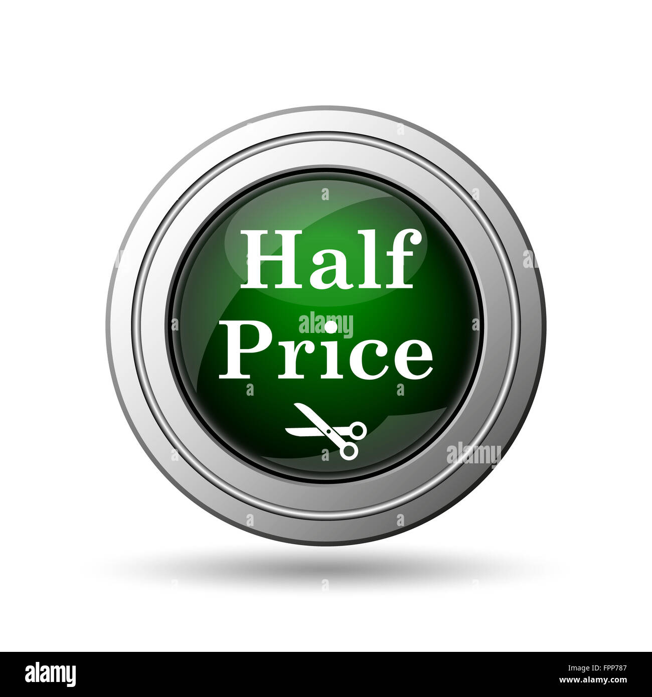 Half price icon. Internet button on white background Stock Photo - Alamy