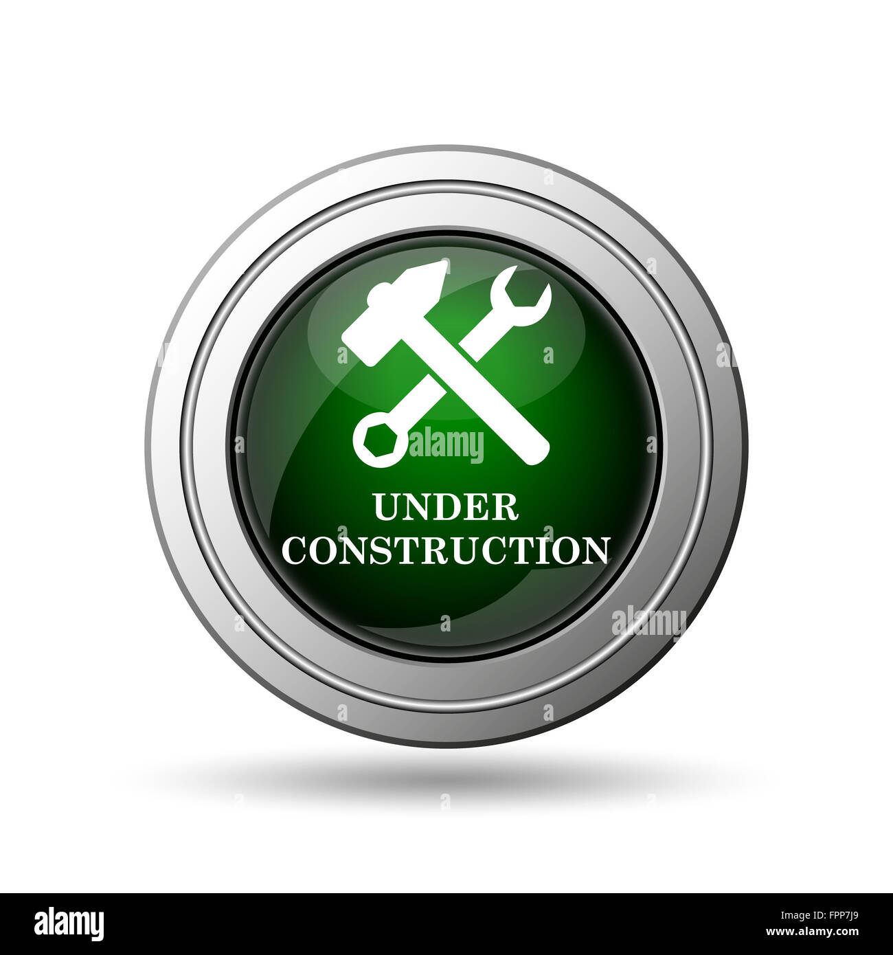 Under construction icon. Internet button on white background Stock ...