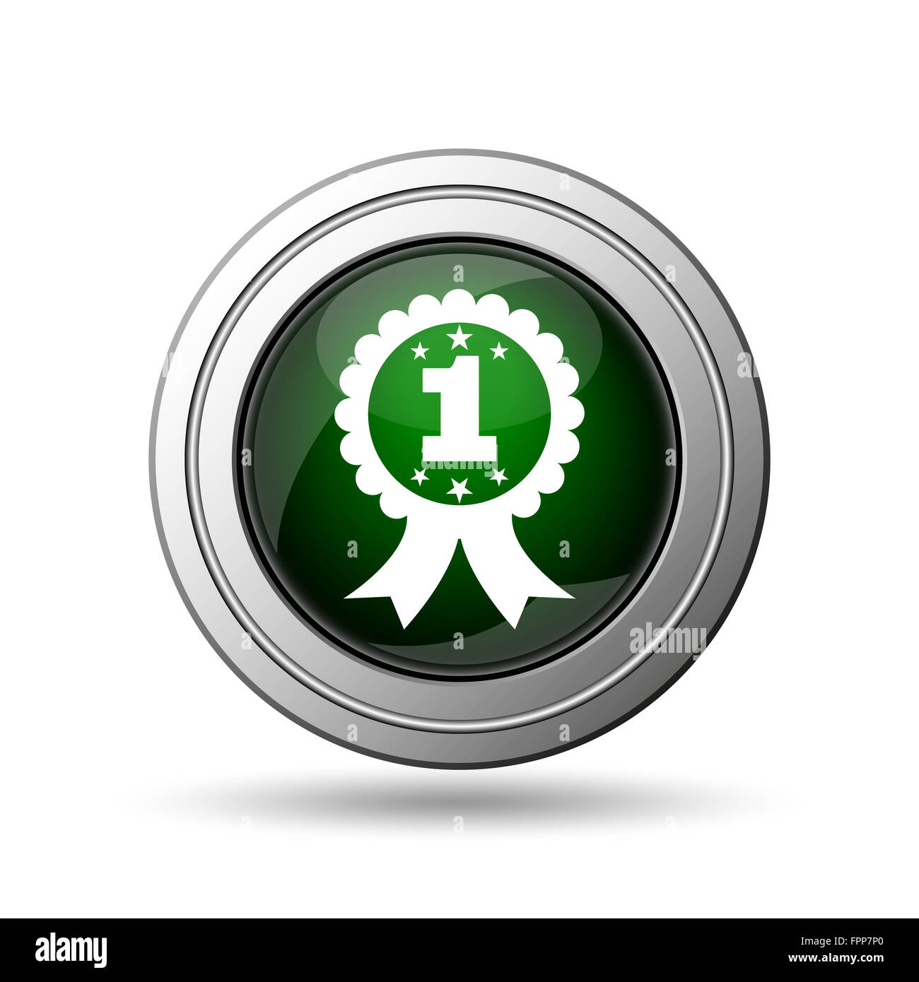 First prize ribbon icon. Internet button on white background Stock ...