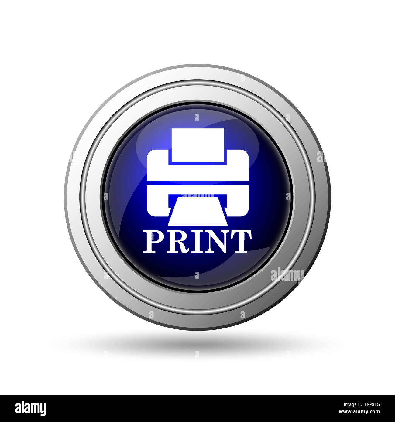 Printer with word PRINT icon. Internet button on white background Stock ...
