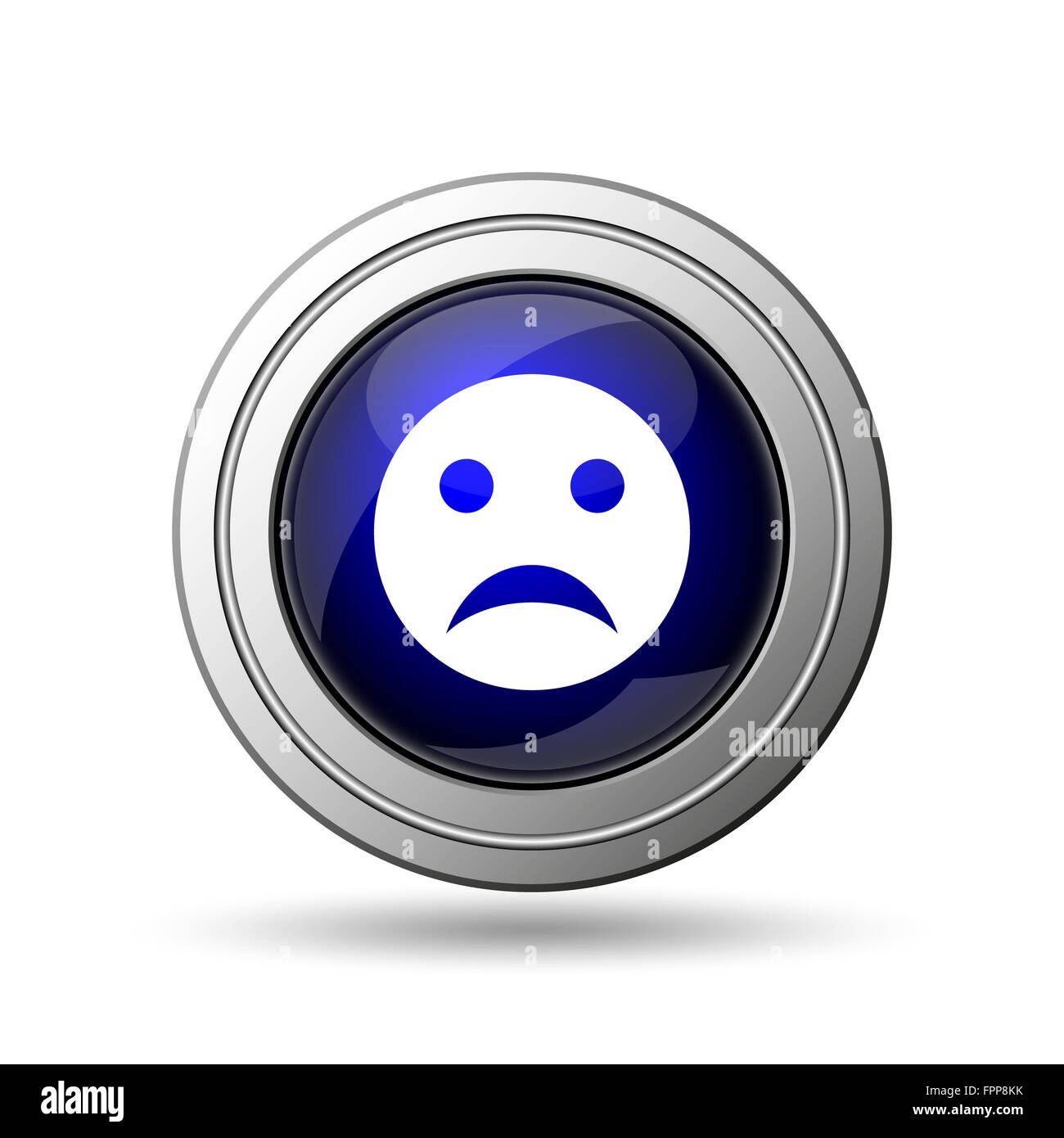 Sad smiley icon. Internet button on white background Stock Photo - Alamy