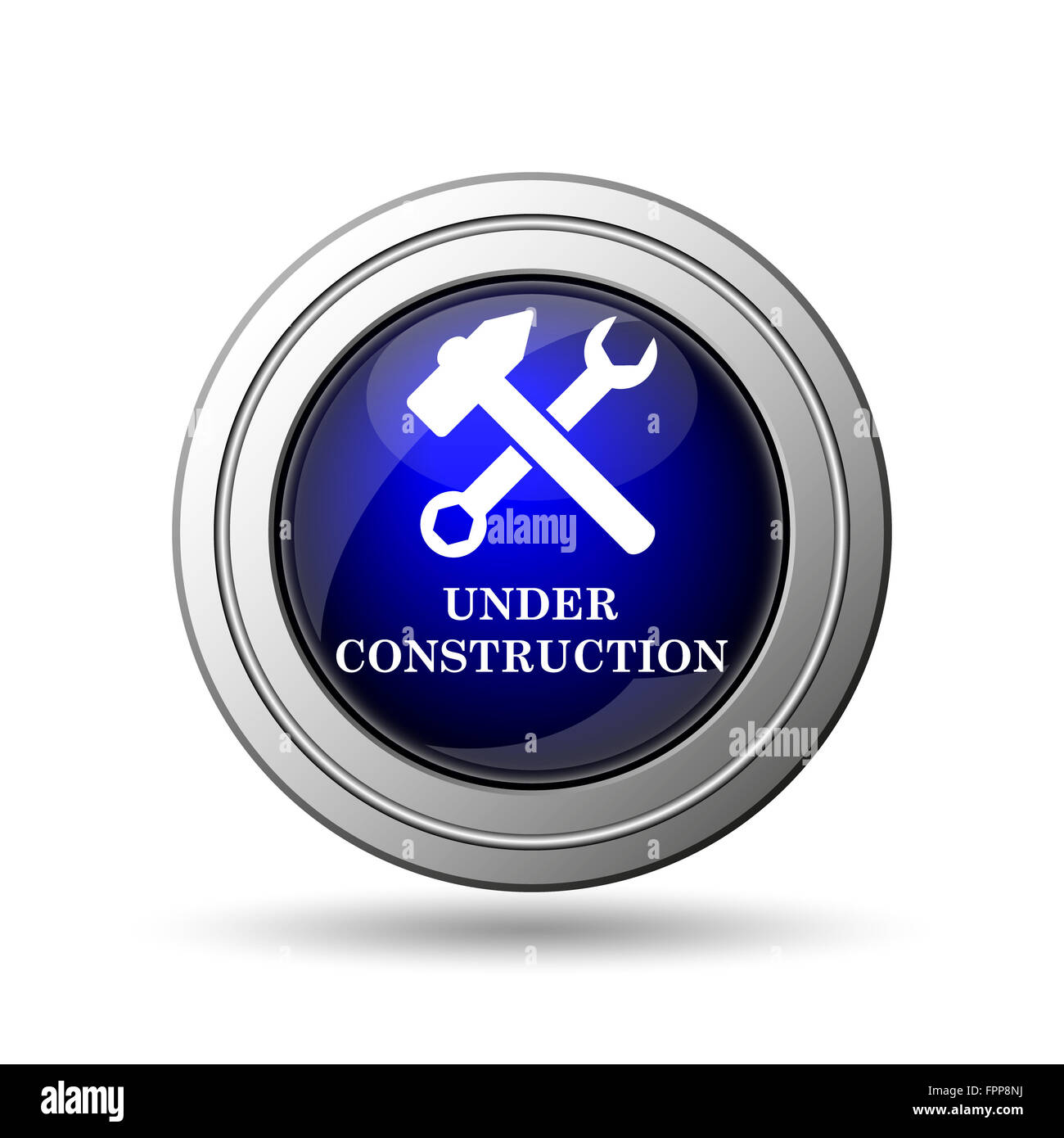 Under construction icon. Internet button on white background Stock ...
