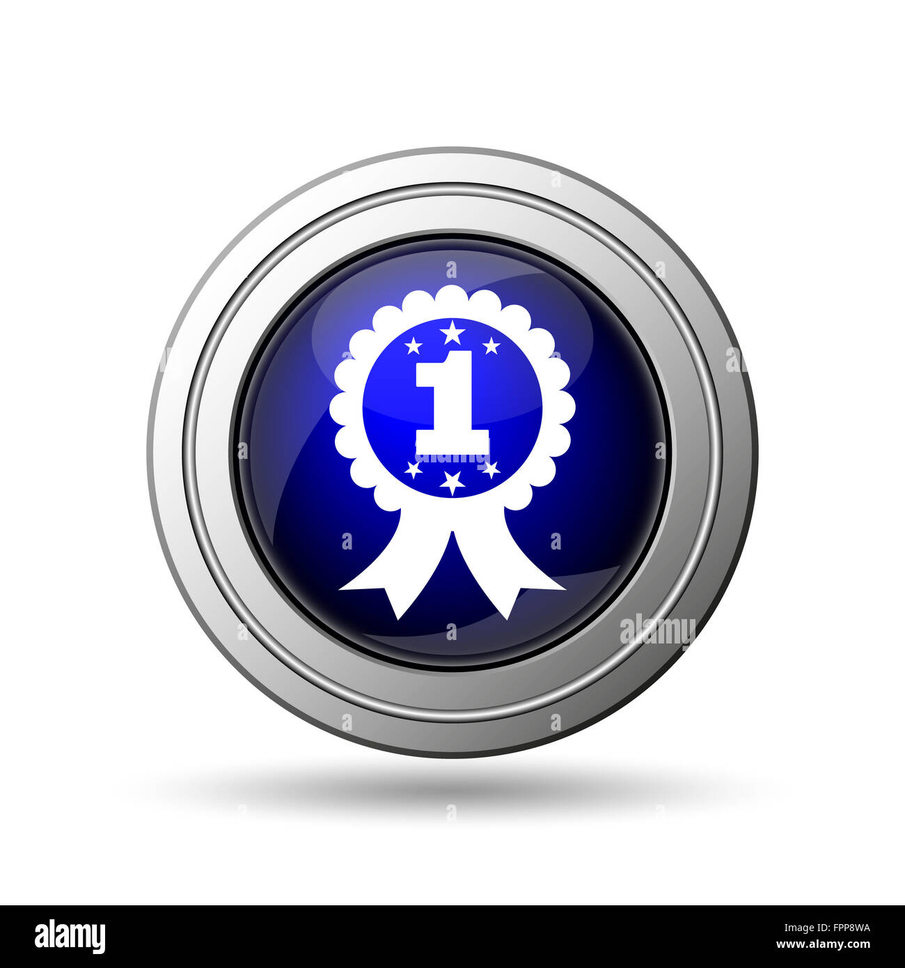 First prize ribbon icon. Internet button on white background Stock ...