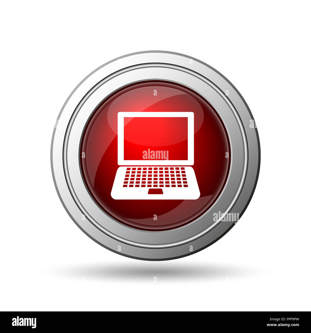 Laptop icon. Internet button on white background Stock Photo - Alamy