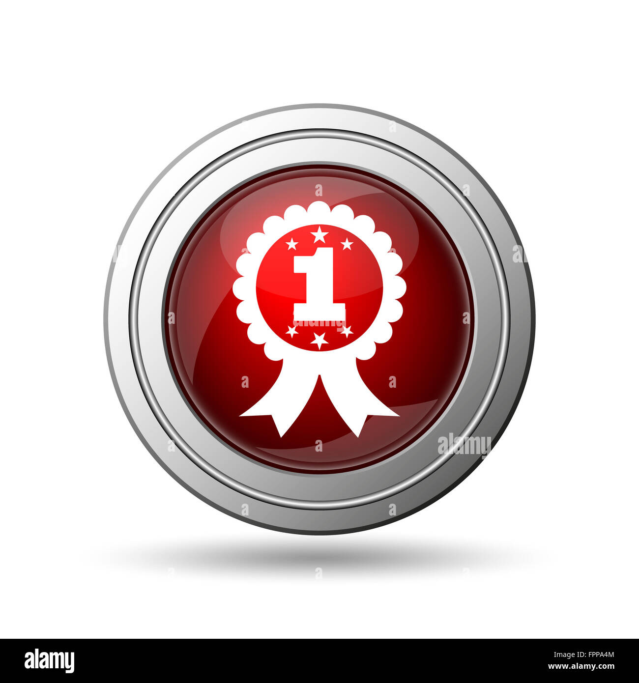 First prize ribbon icon. Internet button on white background Stock ...