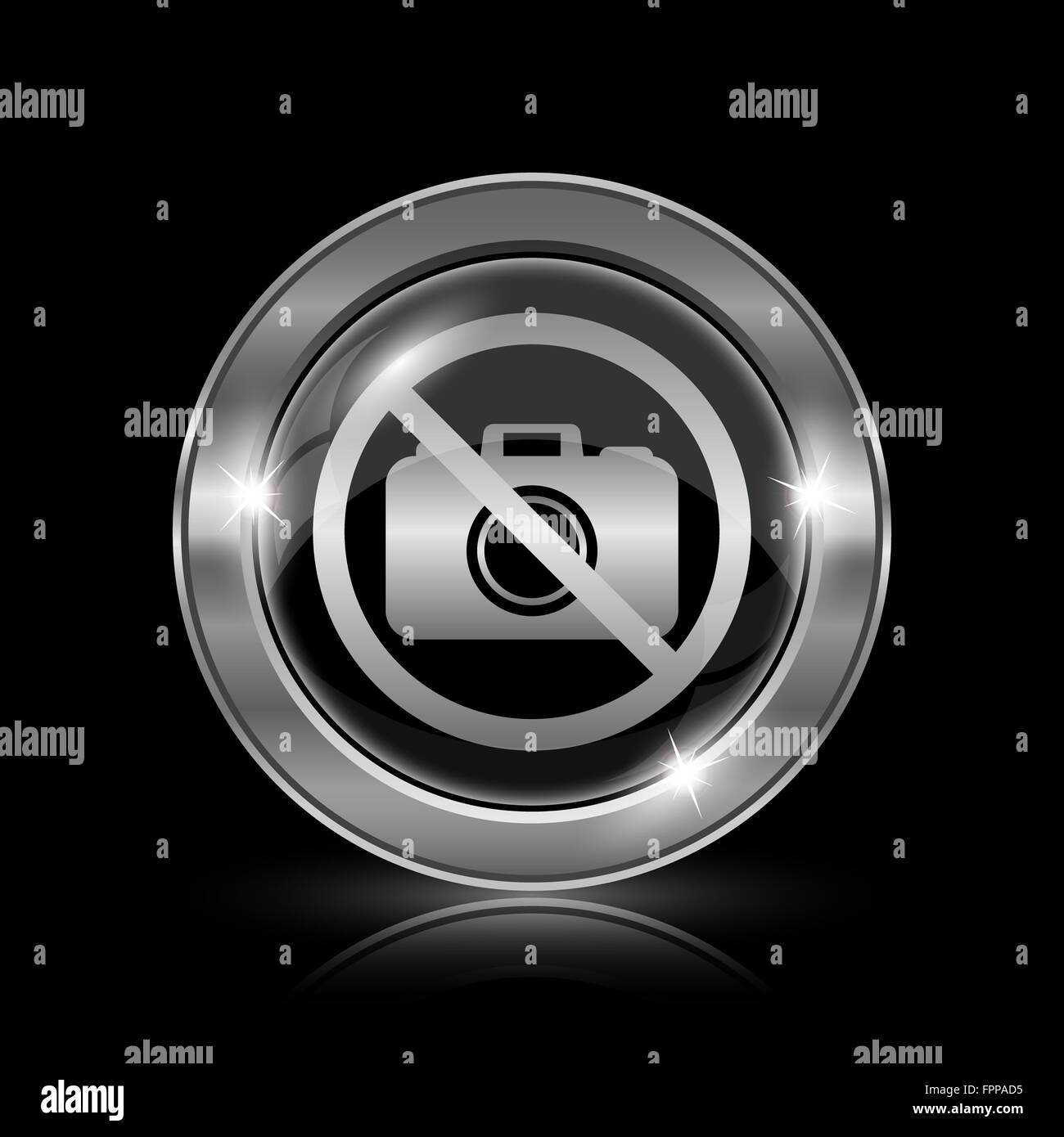 Forbidden camera icon. Internet button on black background Stock Photo ...