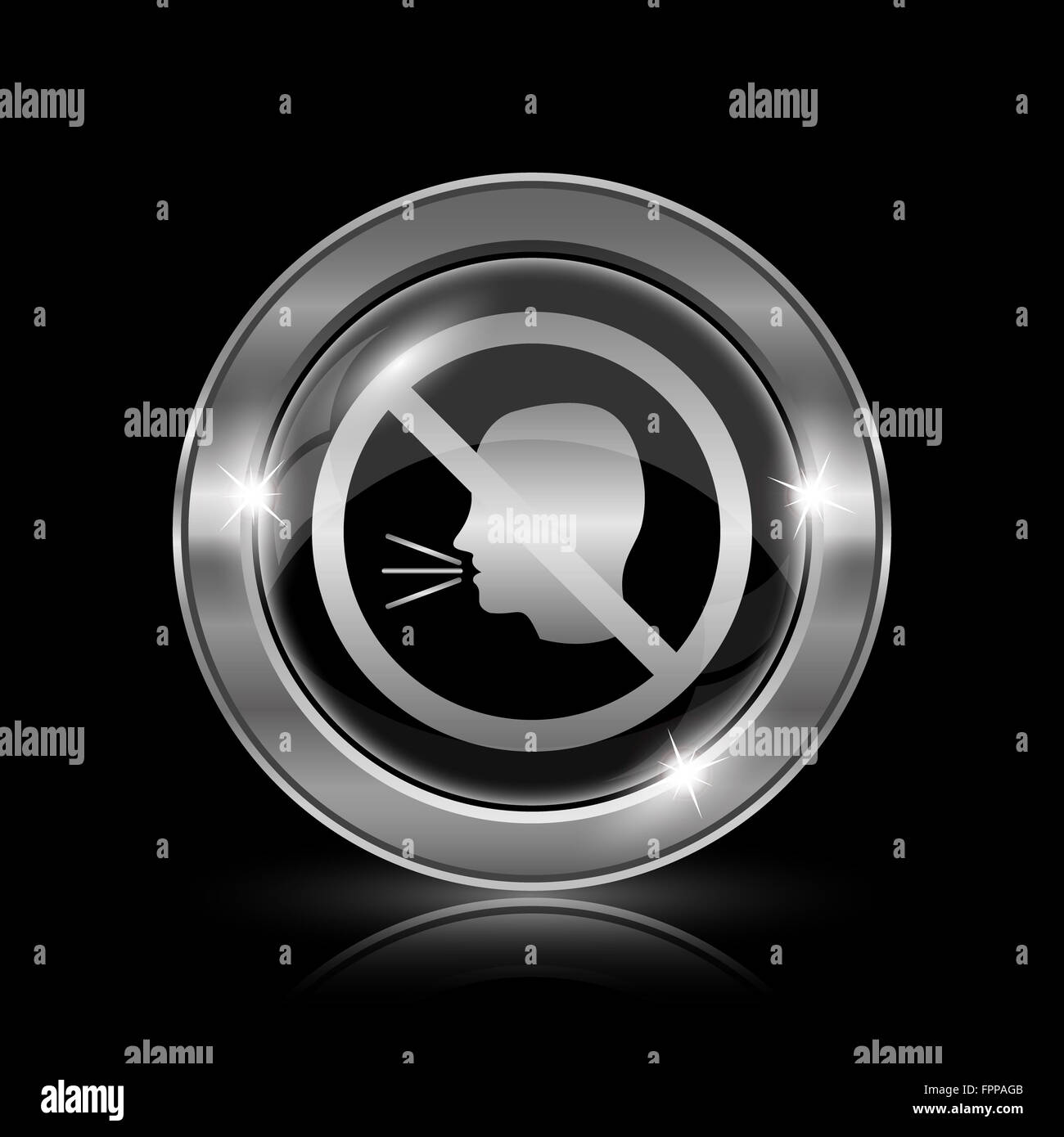 No talking icon. Internet button on black background Stock Photo - Alamy