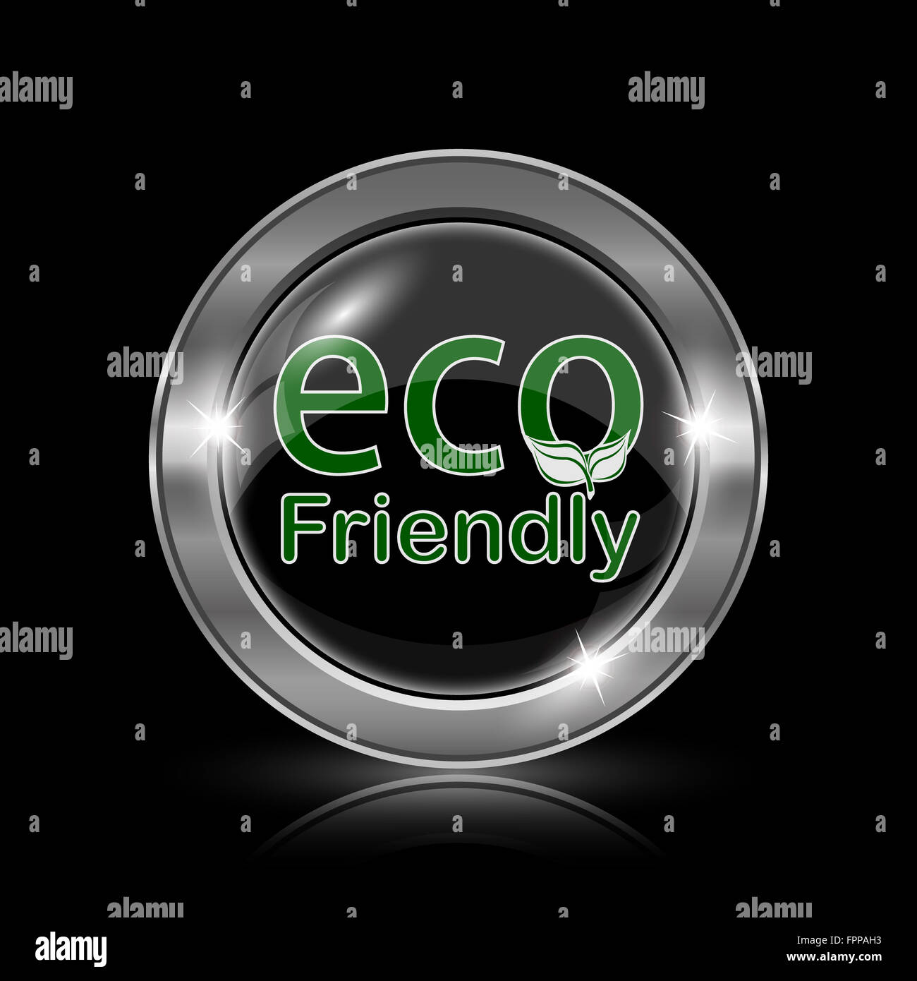 Eco Friendly icon. Internet button on black background Stock Photo - Alamy