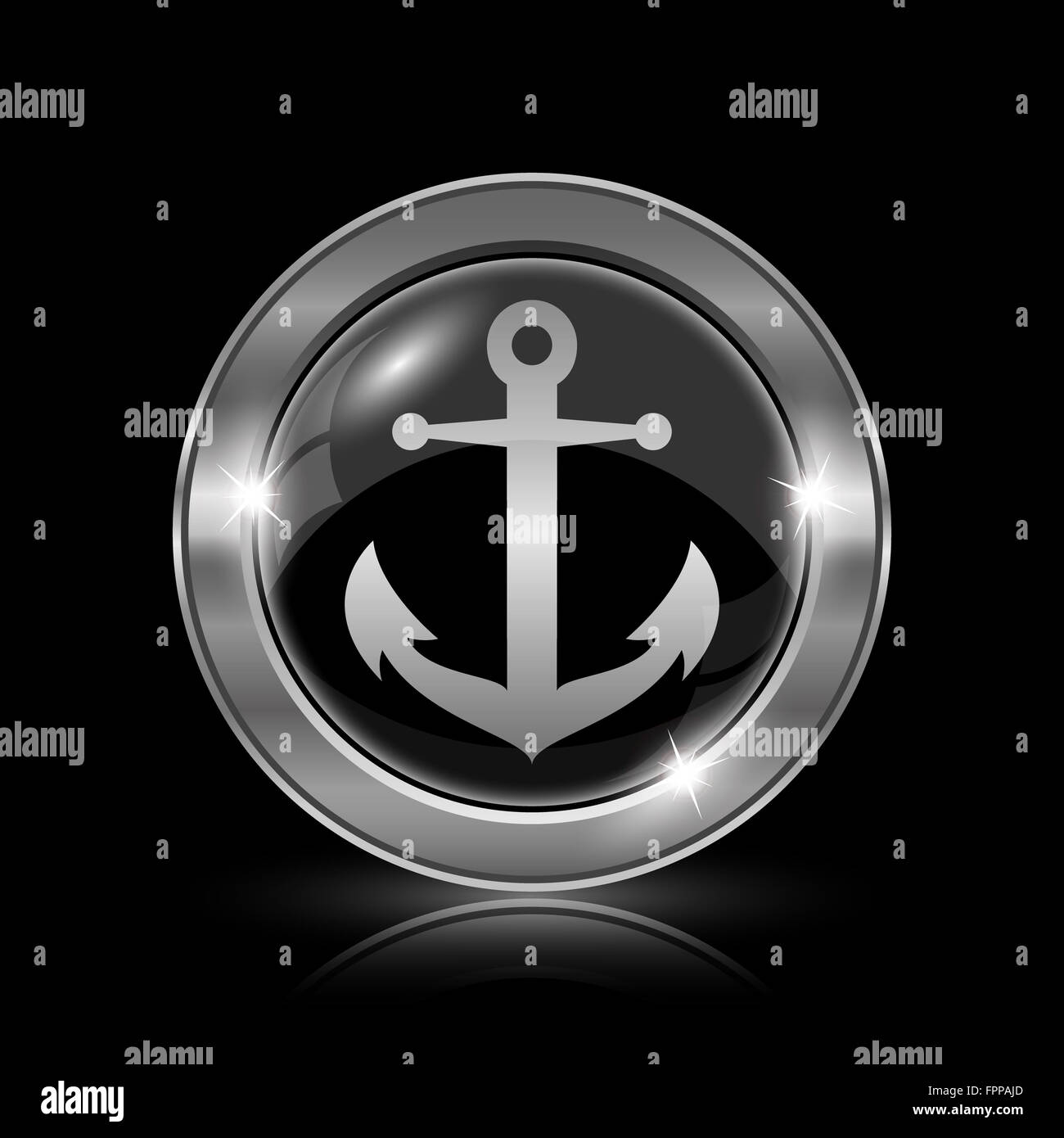 Anchor icon. Internet button on black background Stock Photo - Alamy