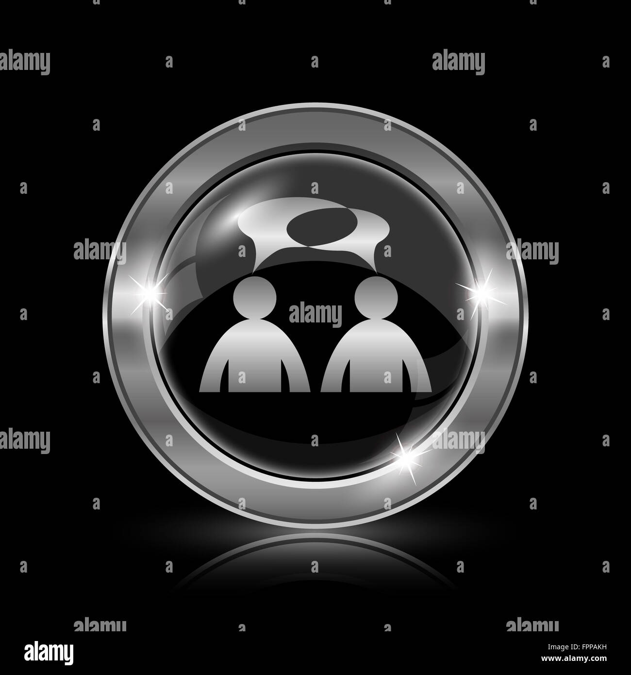 Comments icon. Internet button on black background. - men with bubbles ...