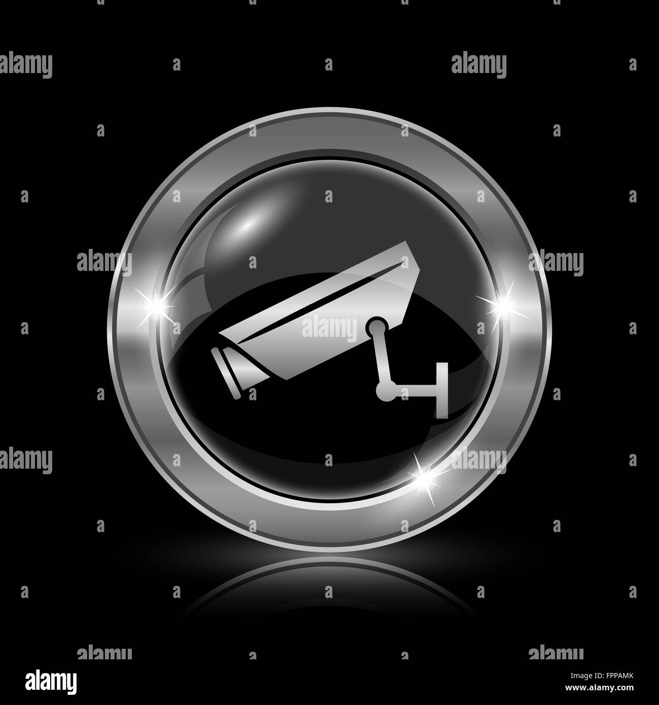 Surveillance camera icon. Internet button on black background Stock ...