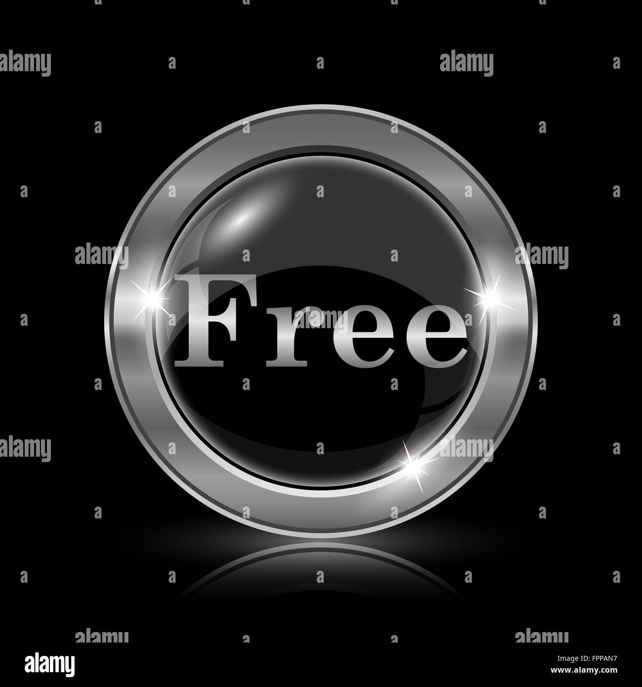Free icon. Internet button on black background Stock Photo - Alamy