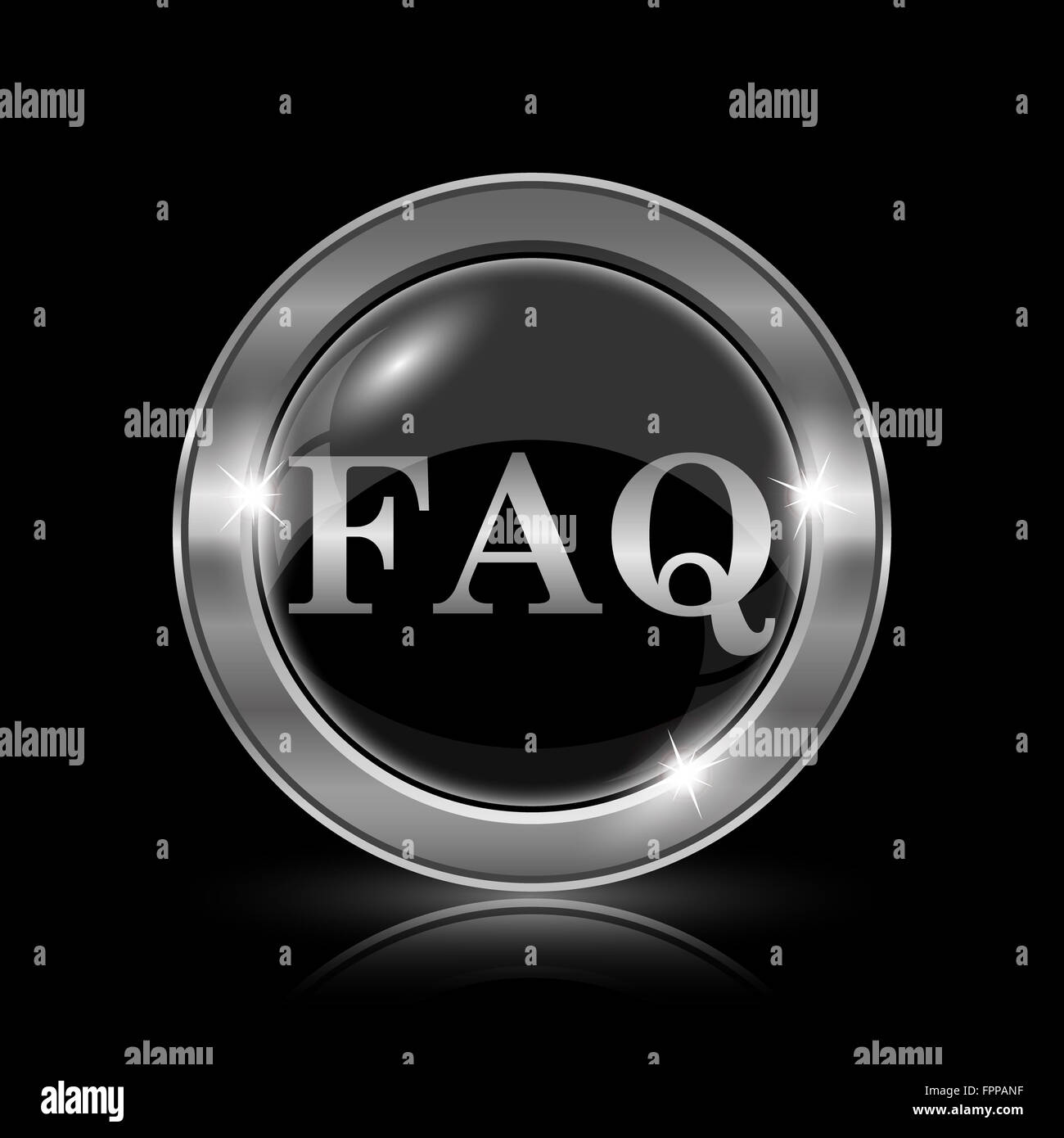 FAQ icon. Internet button on black background Stock Photo - Alamy