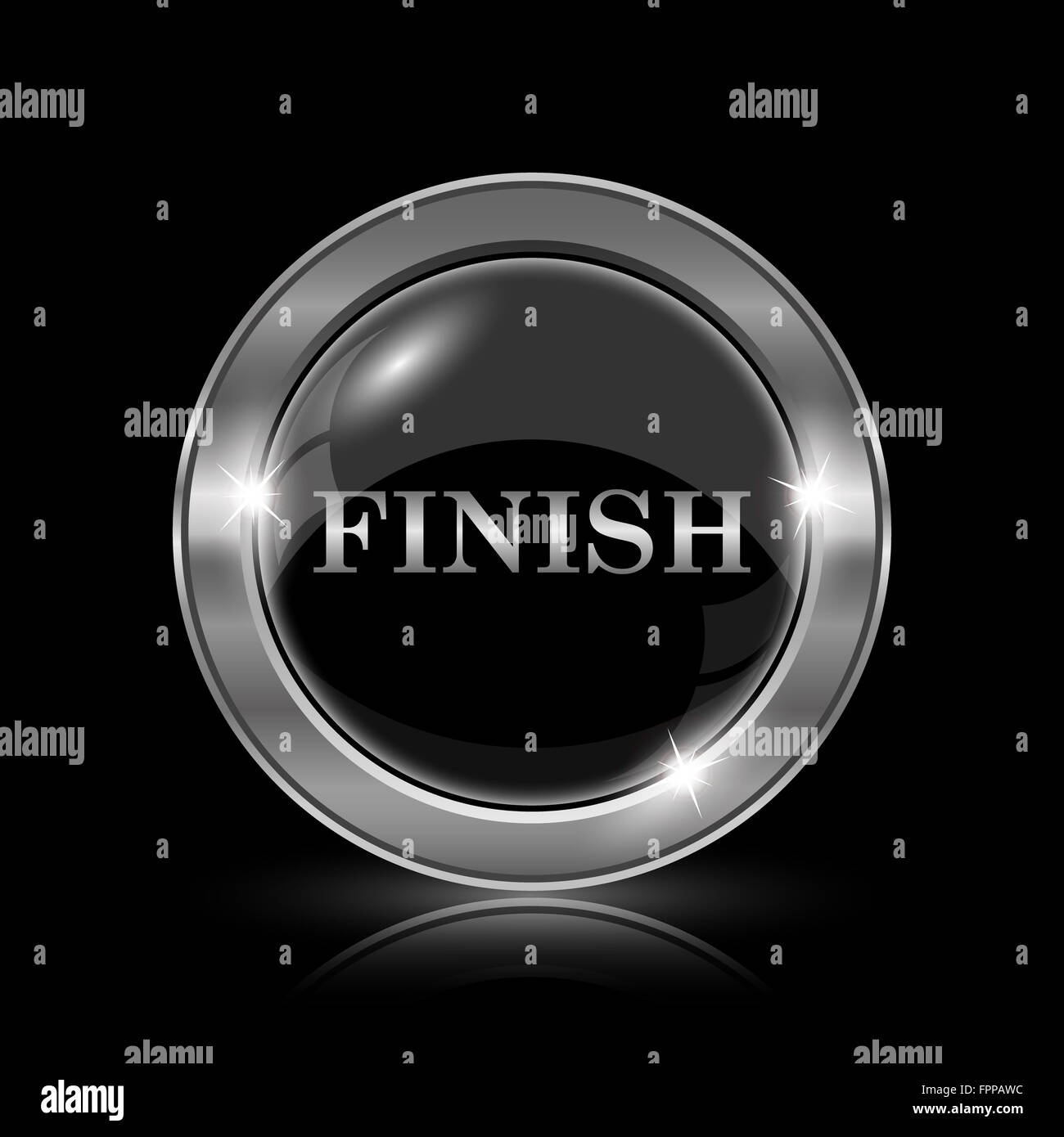 Finish icon. Internet button on black background Stock Photo - Alamy
