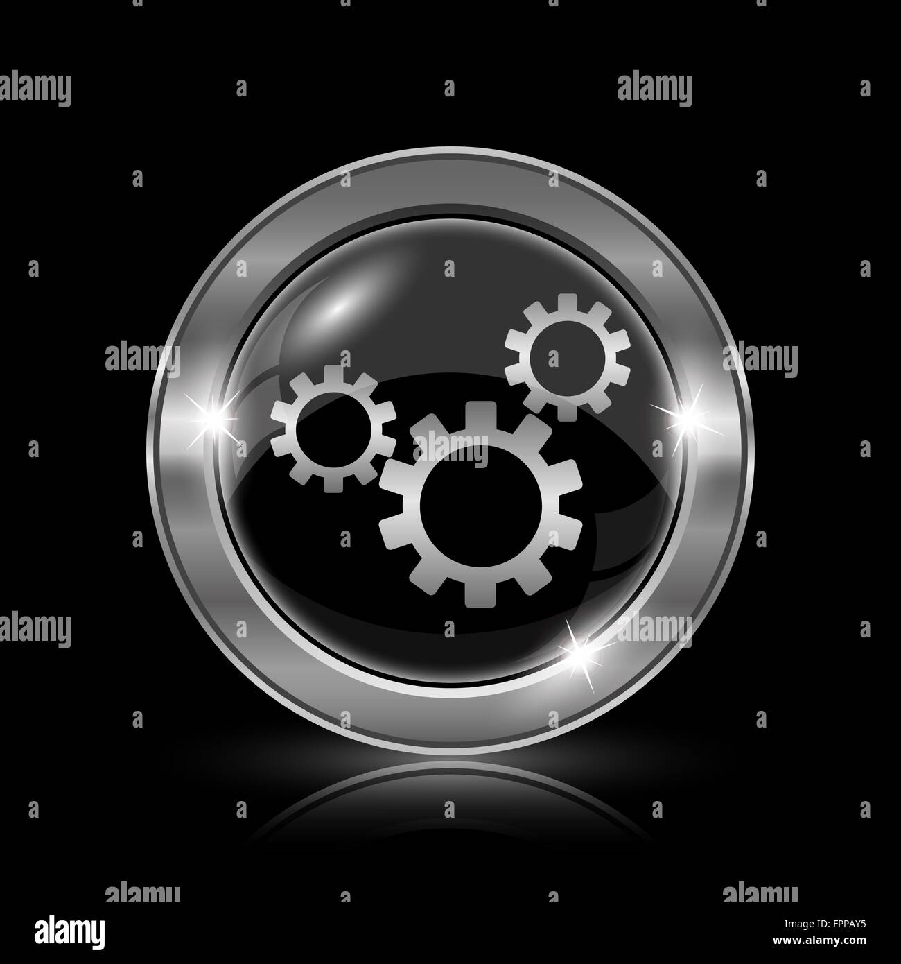 Settings icon. Internet button on black background Stock Photo - Alamy