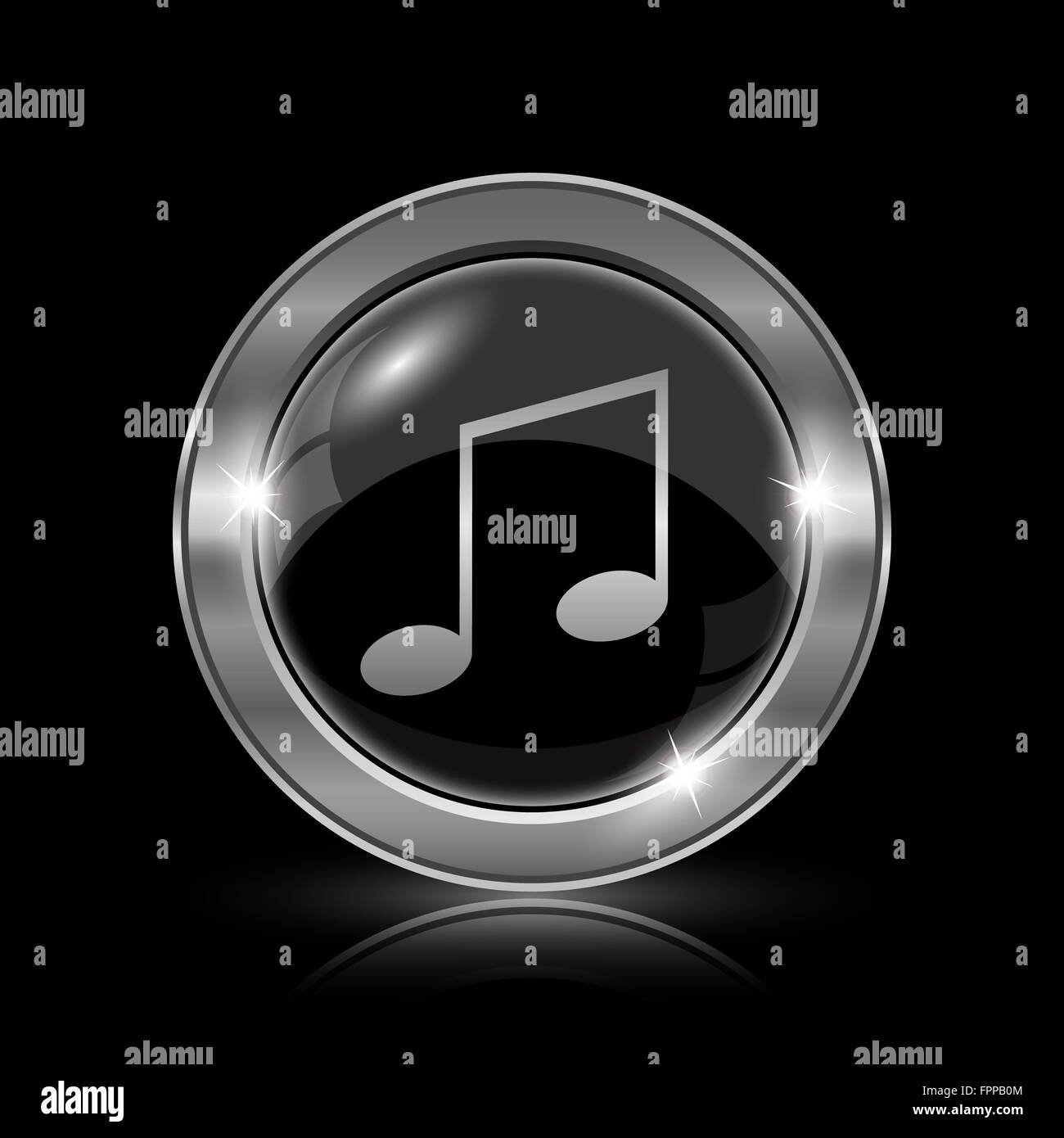 Music icon. Internet button on black background Stock Photo - Alamy