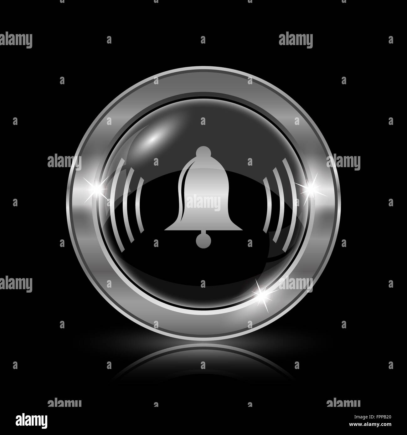 Bell icon. Internet button on black background Stock Photo - Alamy