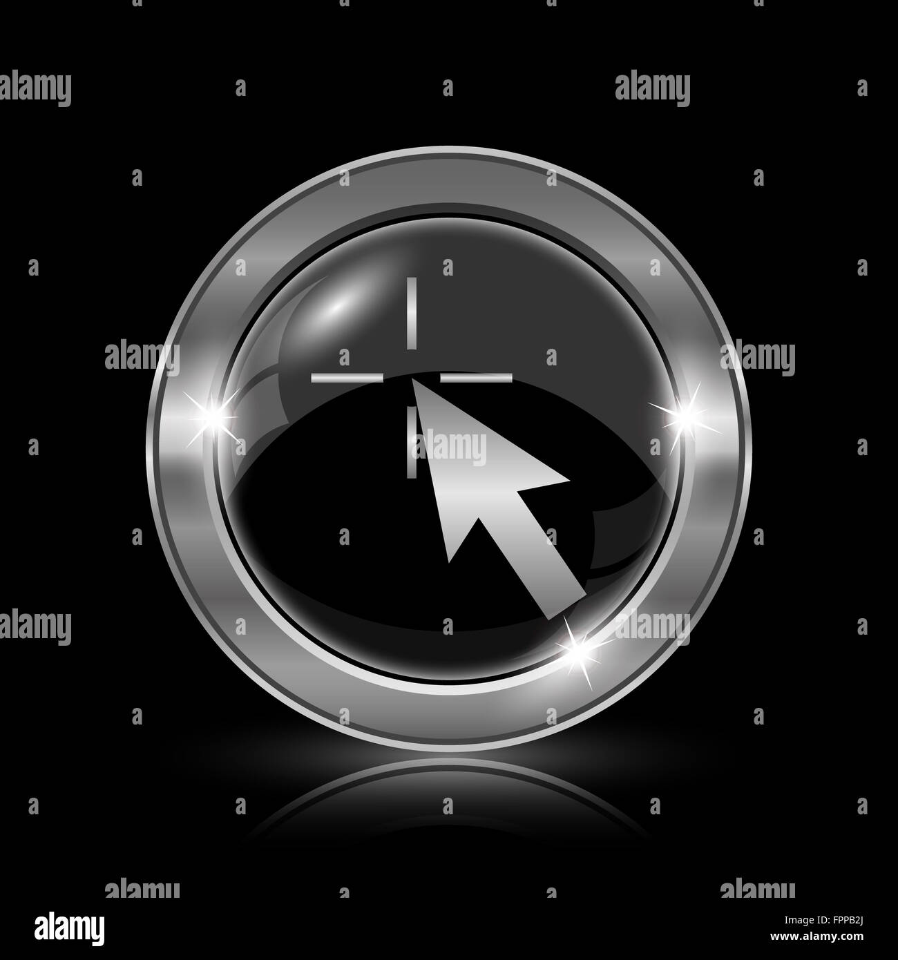 Click here icon. Internet button on black background Stock Photo - Alamy