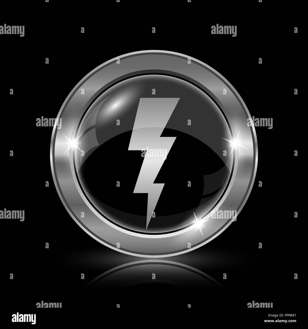 Lightning icon. Internet button on black background Stock Photo - Alamy
