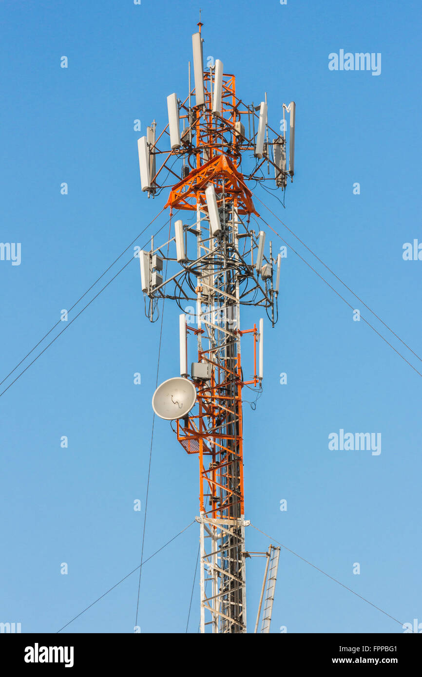 Telephone pole with clear blue sky Stock Photo - Alamy