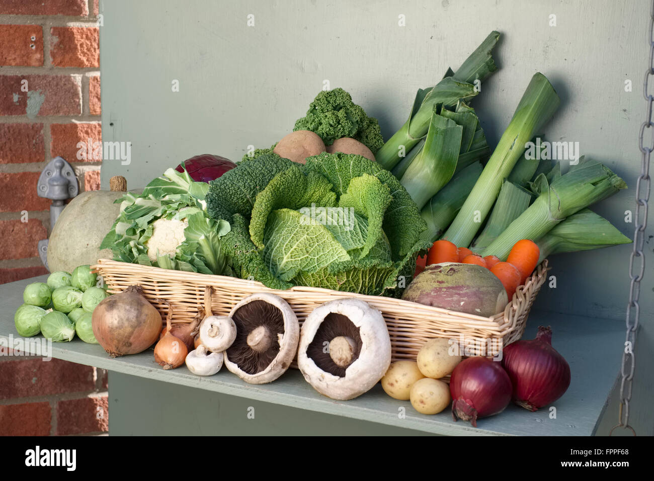 Selection of Vegetables Displayed Outside Local Farm Shop Stock Photo ...