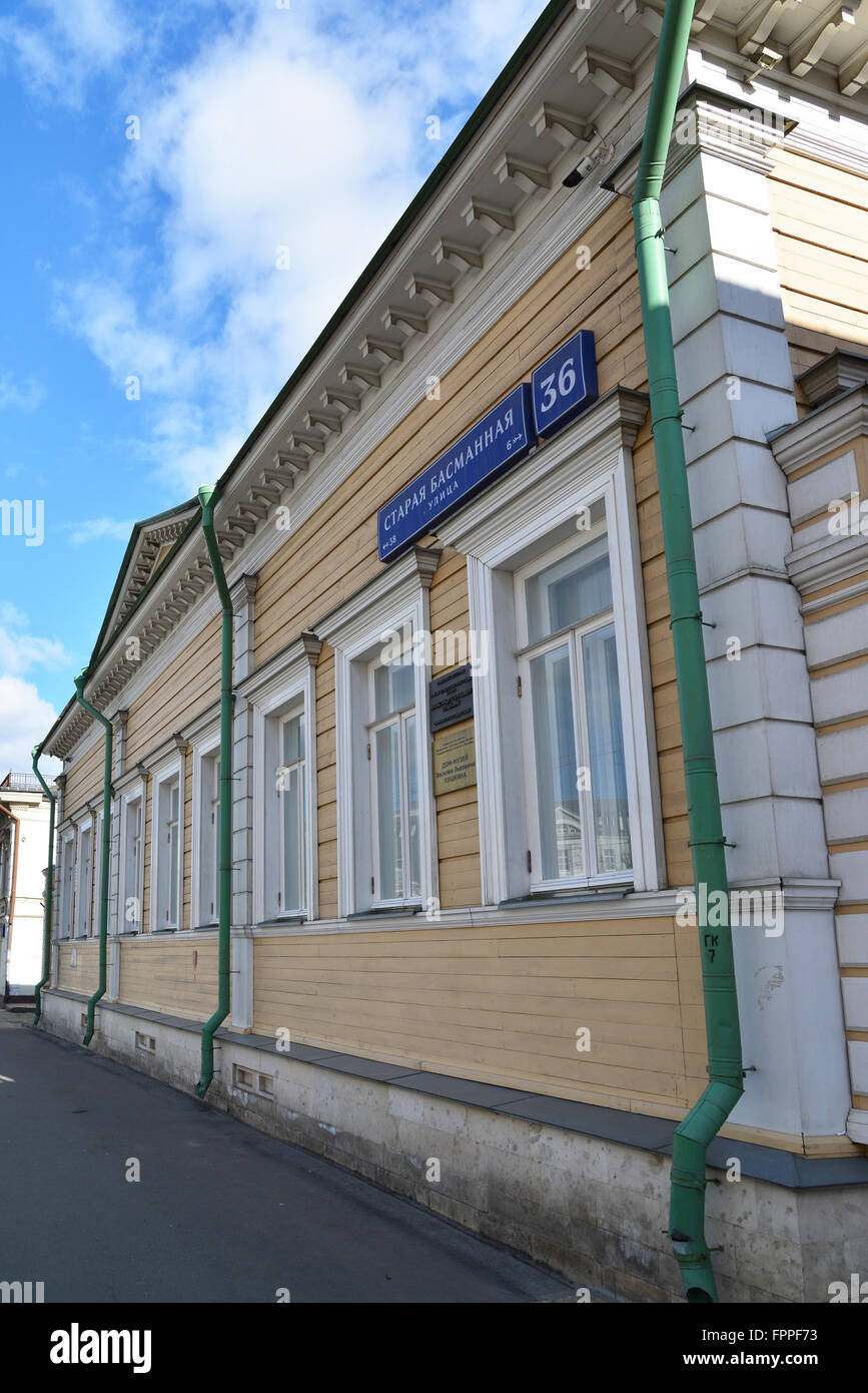 House by Vasily Pushkin Museum at Old Basman Street in Moscow, Russia ...