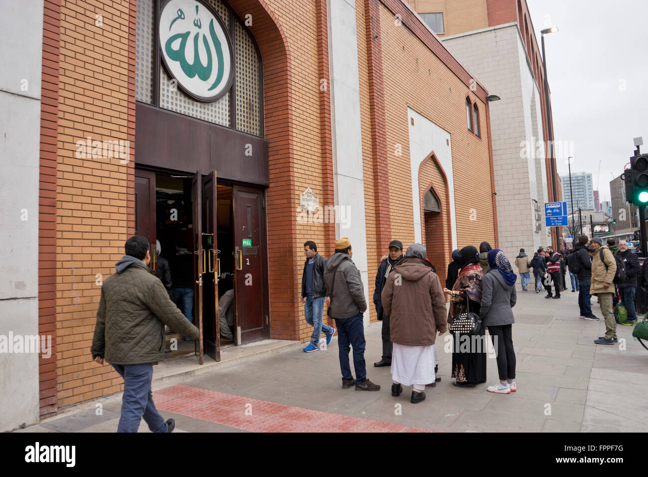 Muslim men outside the East London Mosque at Whitechapel in London ...