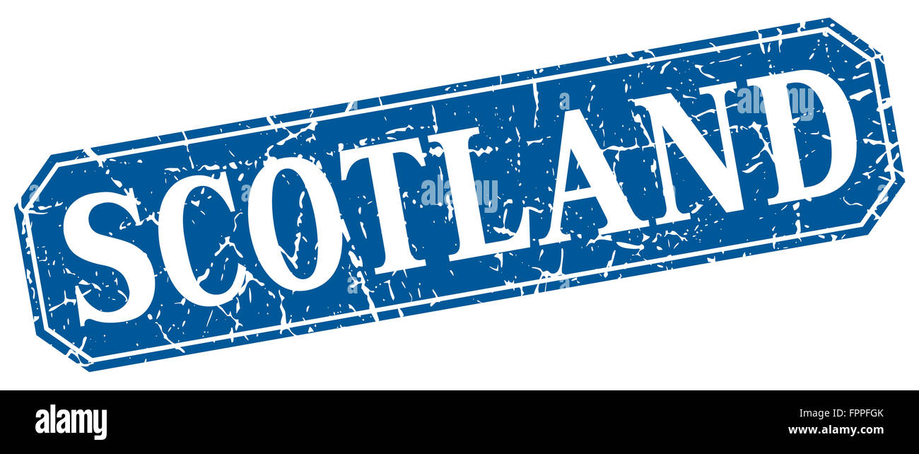 Scotland blue square grunge retro style sign Stock Photo - Alamy