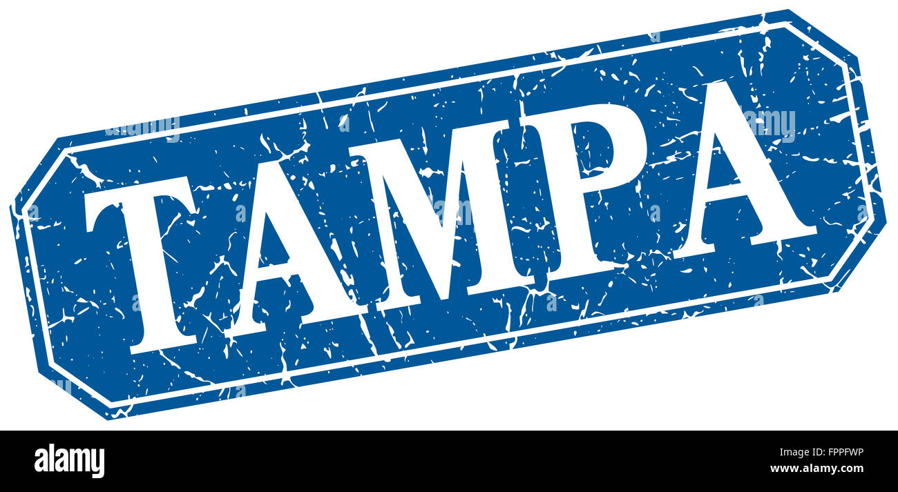 Tampa blue square grunge retro style sign Stock Photo - Alamy