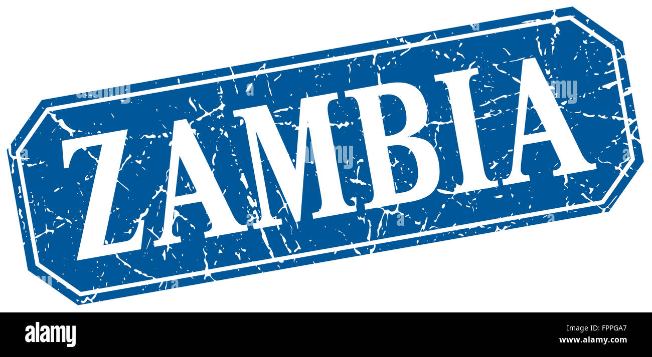 Zambia blue square grunge retro style sign Stock Photo - Alamy