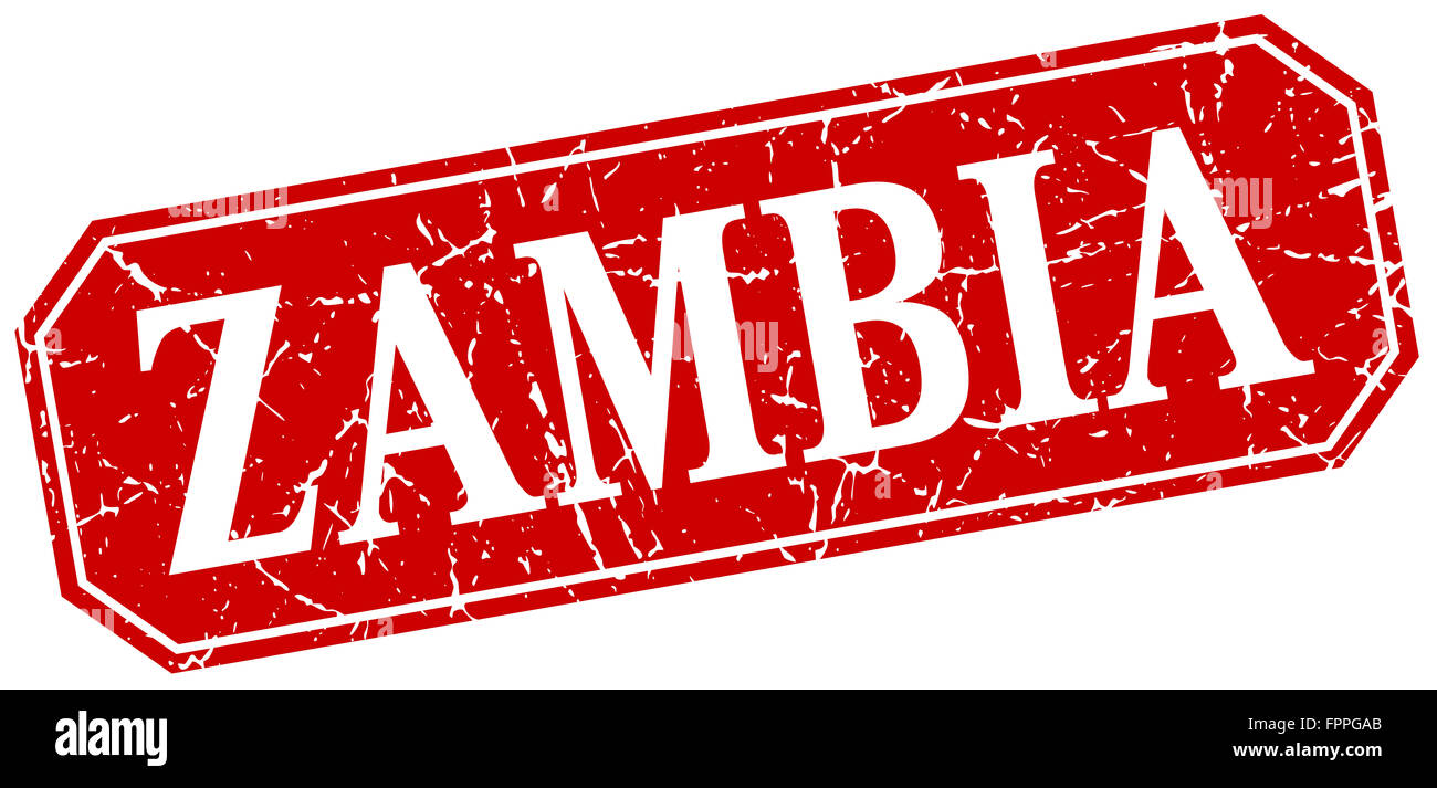 Zambia red square grunge retro style sign Stock Photo - Alamy