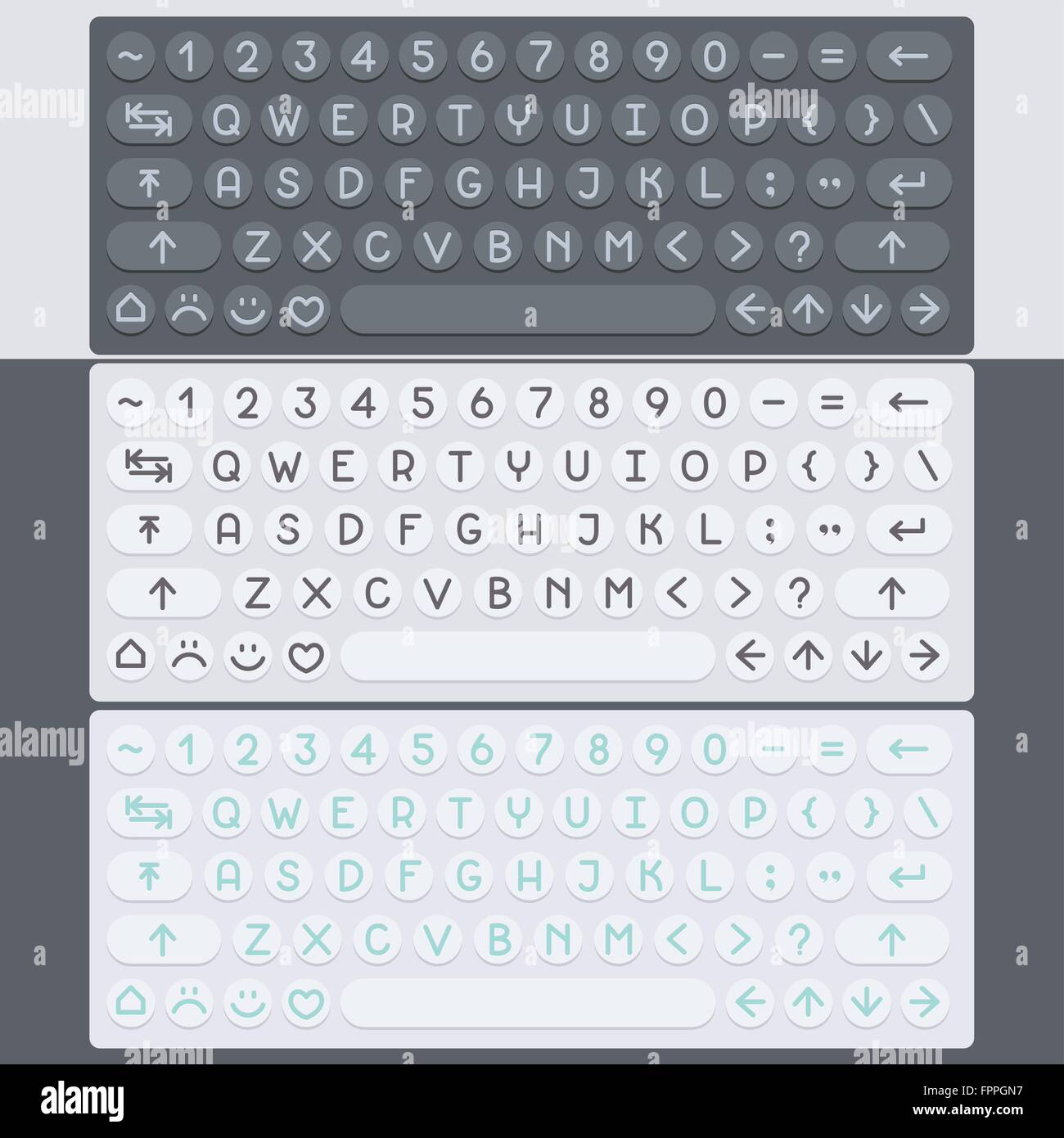Vector flat modern keyboard, alphabet round buttons. Material design ...