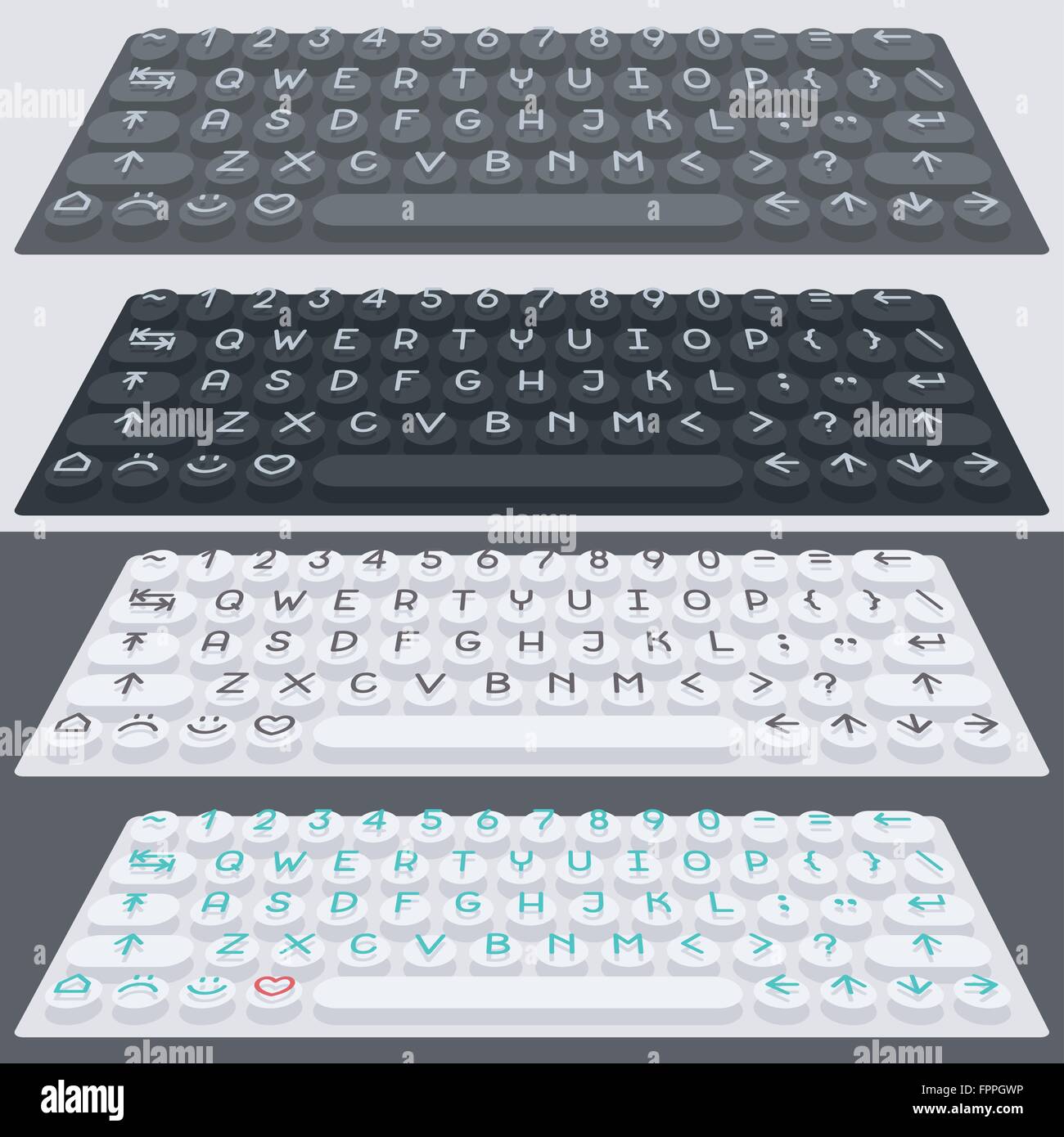 Vector flat modern keyboard, alphabet round buttons. Material design ...
