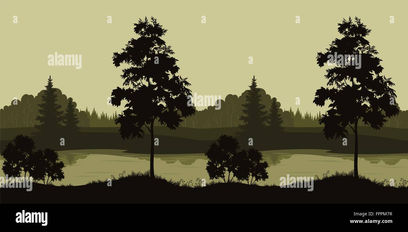 Seamless Landscape, Trees and River Stock Vector Image & Art - Alamy