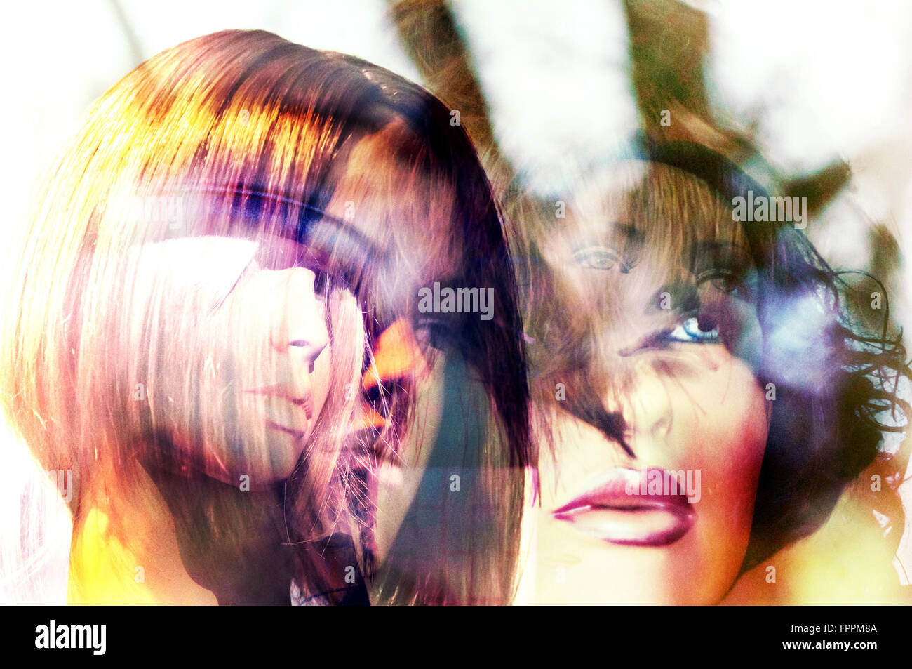 multiple exposure of female mannequin Stock Photo - Alamy